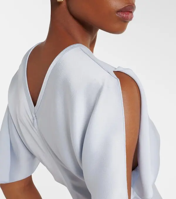 Victoria Beckham Gathered Satin Gown - Blue