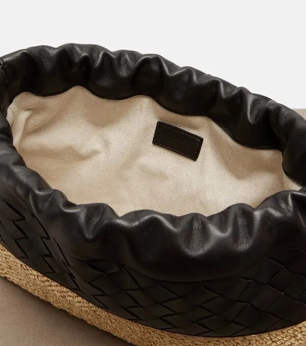 Bottega Veneta Small Raffia And Leather Pouch