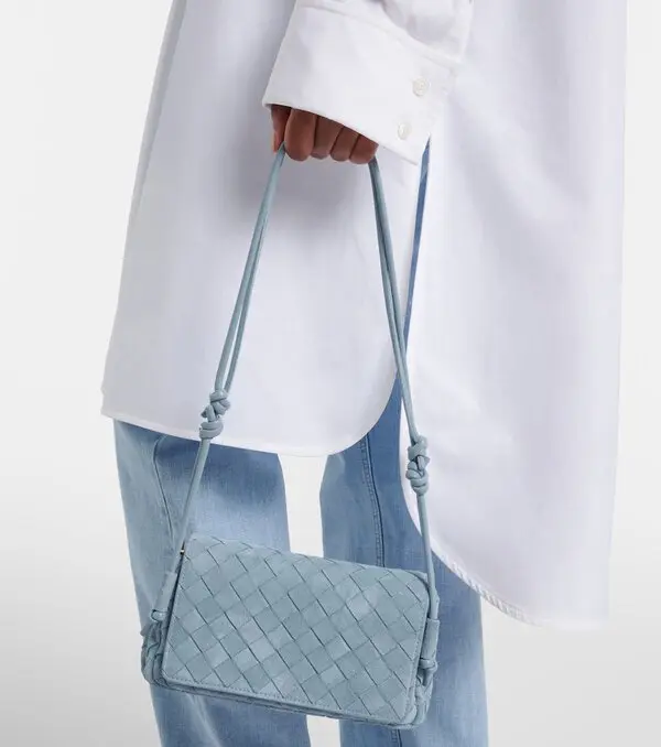 Bottega Veneta Notturno Intrecciato Suede Crossbody Bag