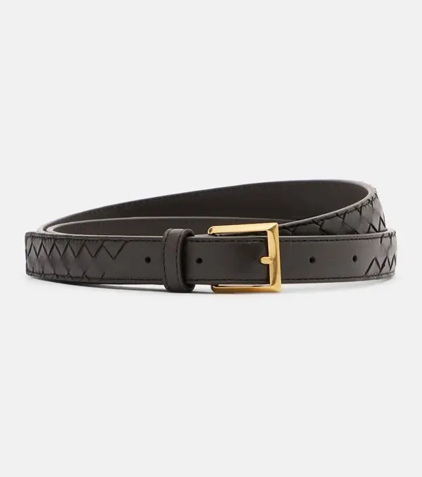Bottega Veneta Intrecciato Leather Belt - Brown