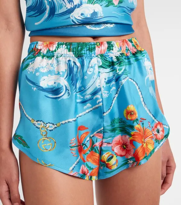 Gucci Printed Silk Twill Shorts