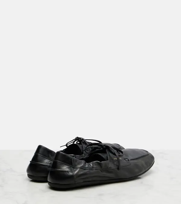 Prada Calf Leather Boat Shoes - Black