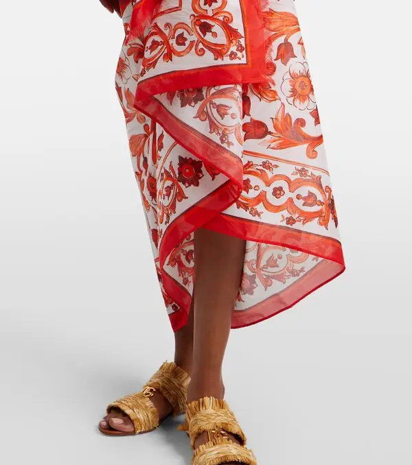 Dolce & Gabbana Majolica Cotton Beach Cover-up - Orange