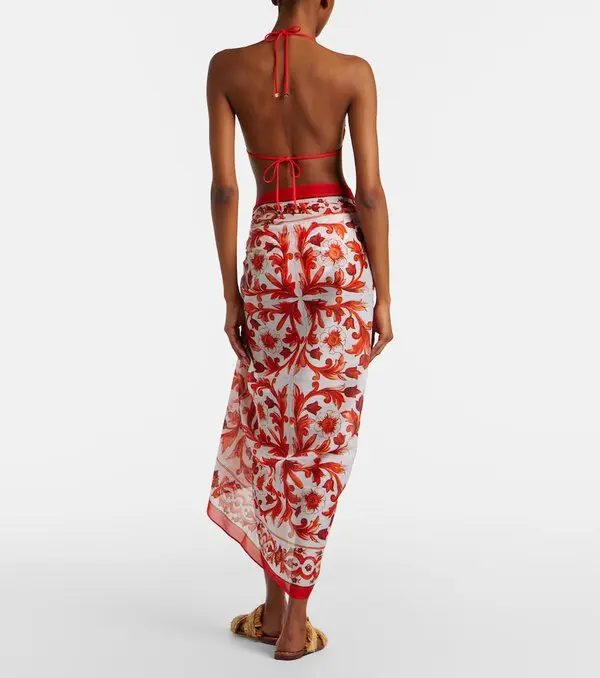 Dolce & Gabbana Majolica Cotton Beach Cover-up - Orange
