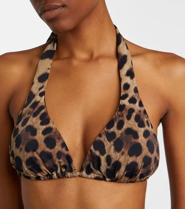 Dolce & Gabbana Leopard-print Triangle Bikini Top