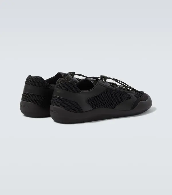 Prada Speedrock Leather-trimmed Sneakers - Black