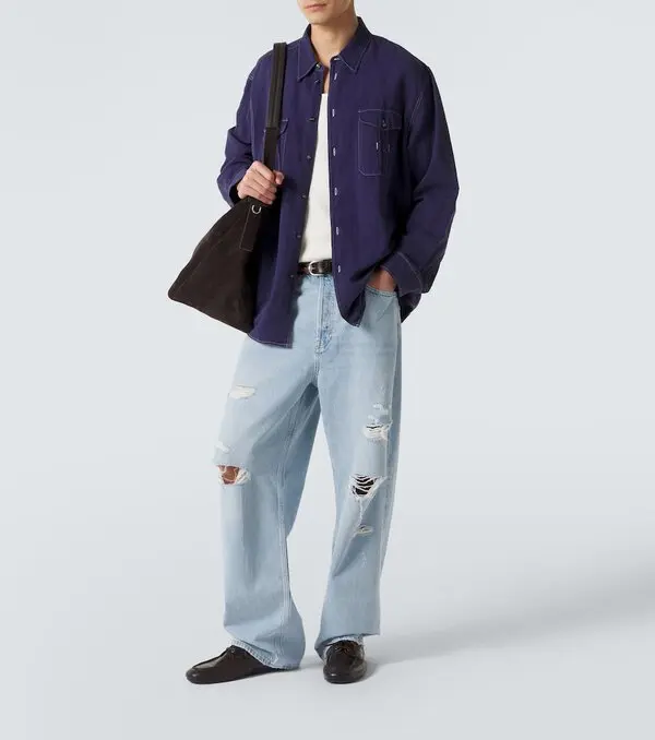 FRAME Baggy Distressed Wide-leg Jeans