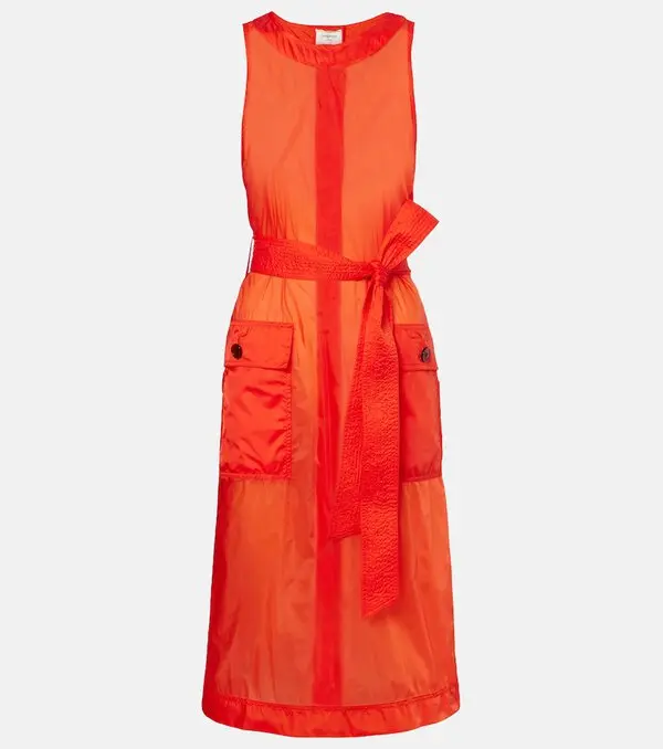 Saint Laurent Belted Midi Dress - Orange