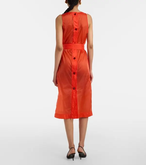 Saint Laurent Belted Midi Dress - Orange