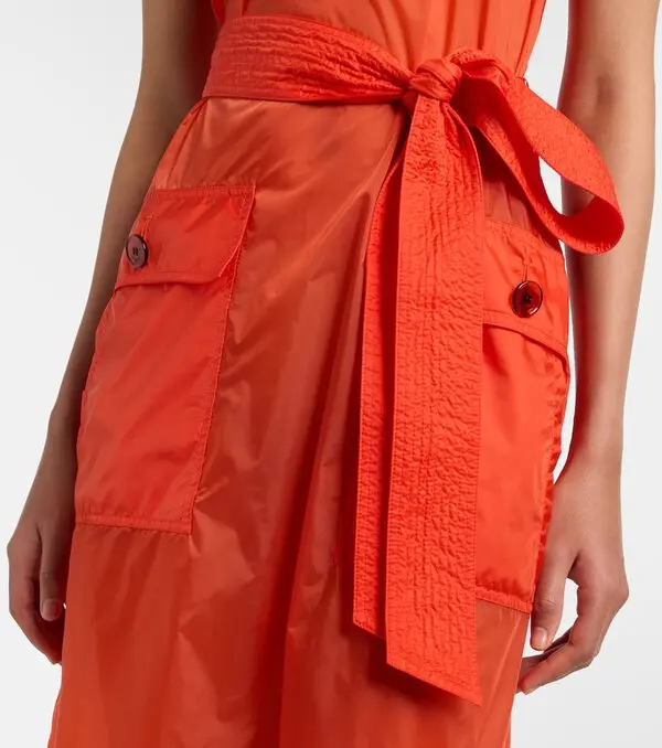 Saint Laurent Belted Midi Dress - Orange