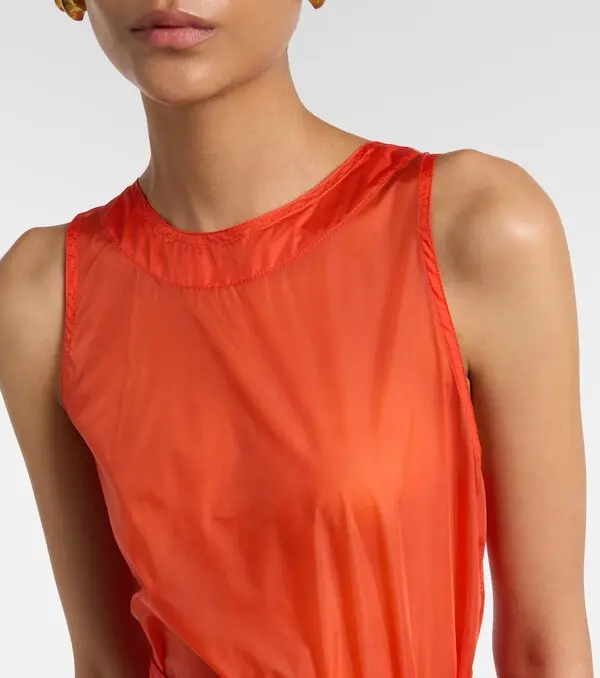 Saint Laurent Belted Midi Dress - Orange