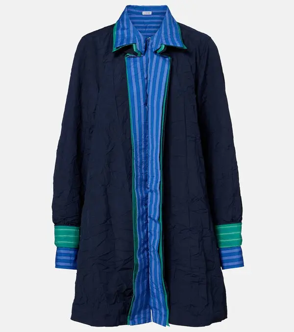 Loewe Striped Technical Cotton-blend Shirt Dress - Blue