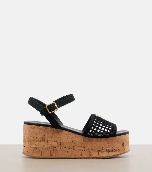 Prada Crochet Wedge Sandals