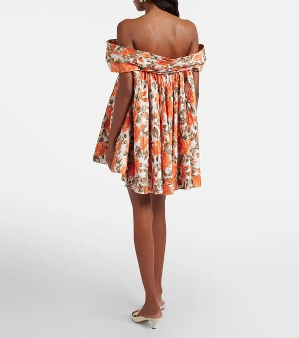 Chloé Floral Pleated Cotton Poplin Minidress