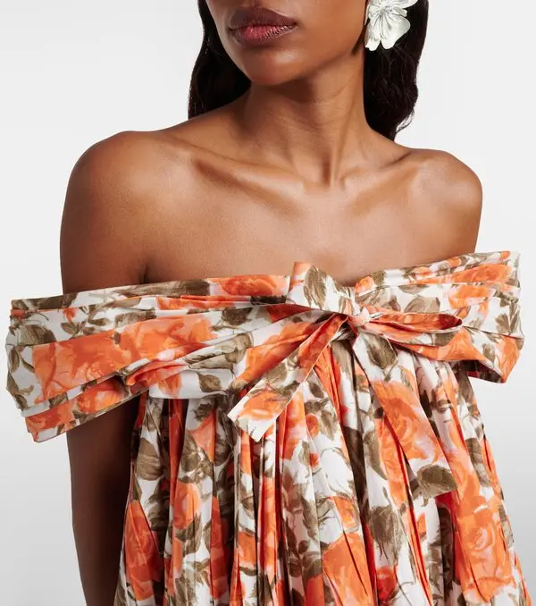 Chloé Floral Pleated Cotton Poplin Minidress