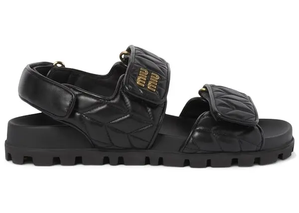 Miu Miu Matelassé Nappa Leather Sandals - Black