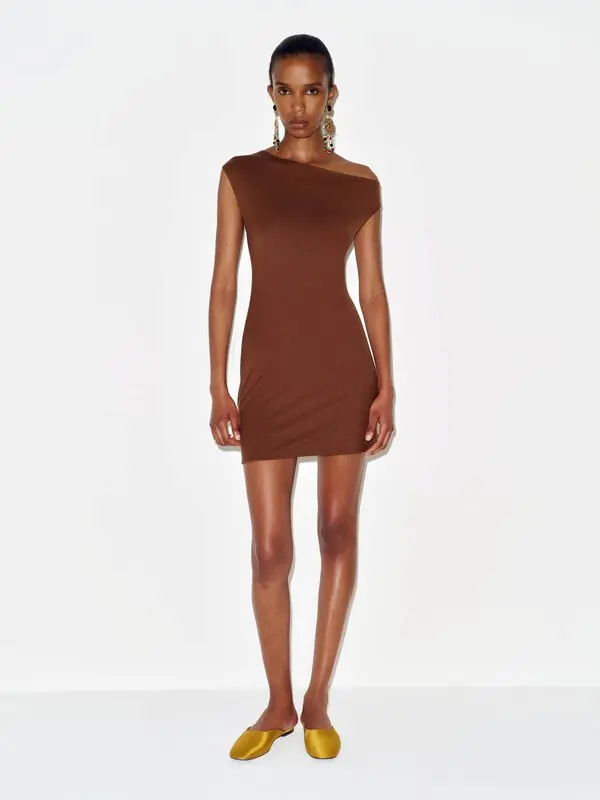REFORMATION Madeline Knit Mini Dress - Brown