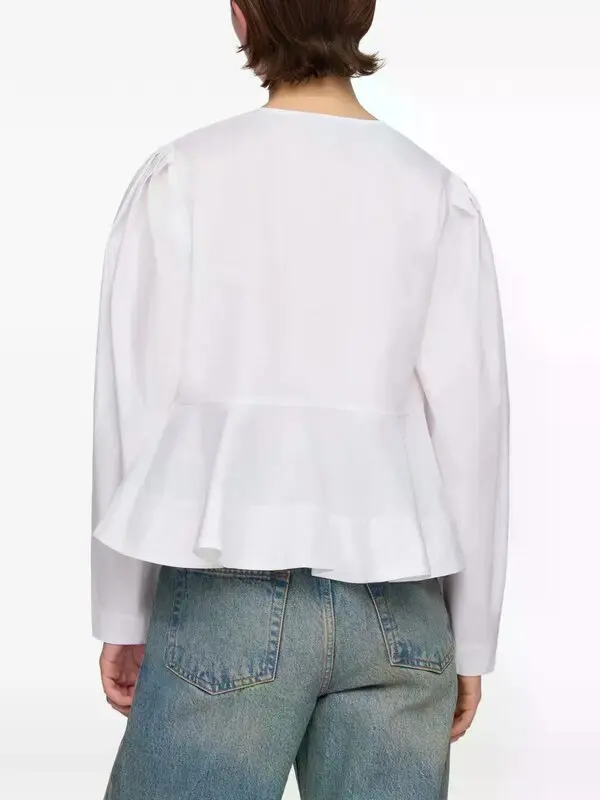 GANNI Peplum Hem Blouse With Bow Detail
