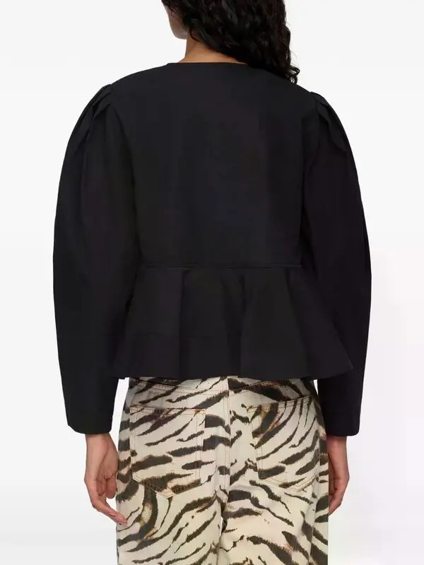 GANNI Peplum Hem Blouse With Bow Detail
