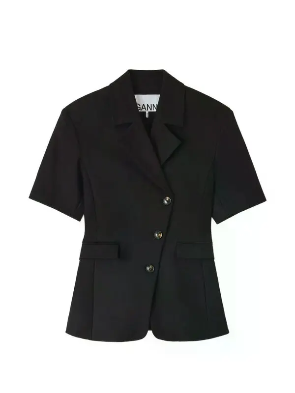GANNI Asymmetric Front Button Fastening Blazer - Black