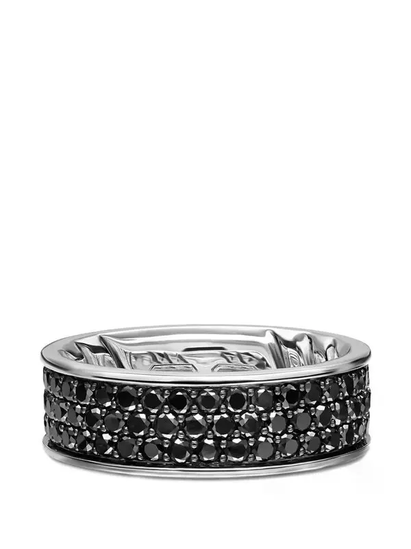 David Yurman Streamline® Band Ring In Sterling With Pavé-set Black Diamonds - Silver