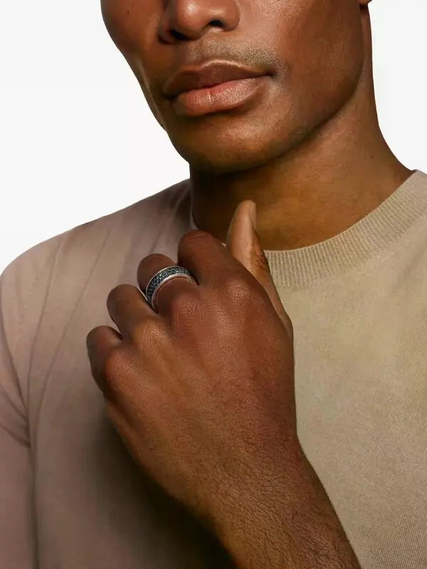 David Yurman Streamline® Band Ring In Sterling With Pavé-set Black Diamonds - Silver
