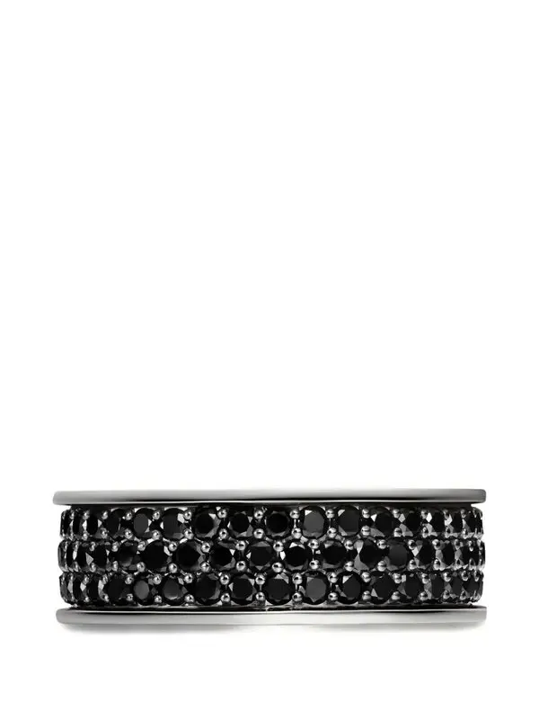 David Yurman Streamline® Band Ring In Sterling With Pavé-set Black Diamonds - Silver