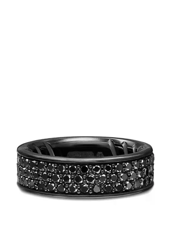David Yurman Streamline Band Ring In Titanium With Diamonds - Black