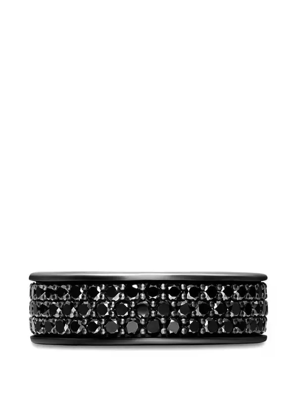 David Yurman Streamline Band Ring In Titanium With Diamonds - Black