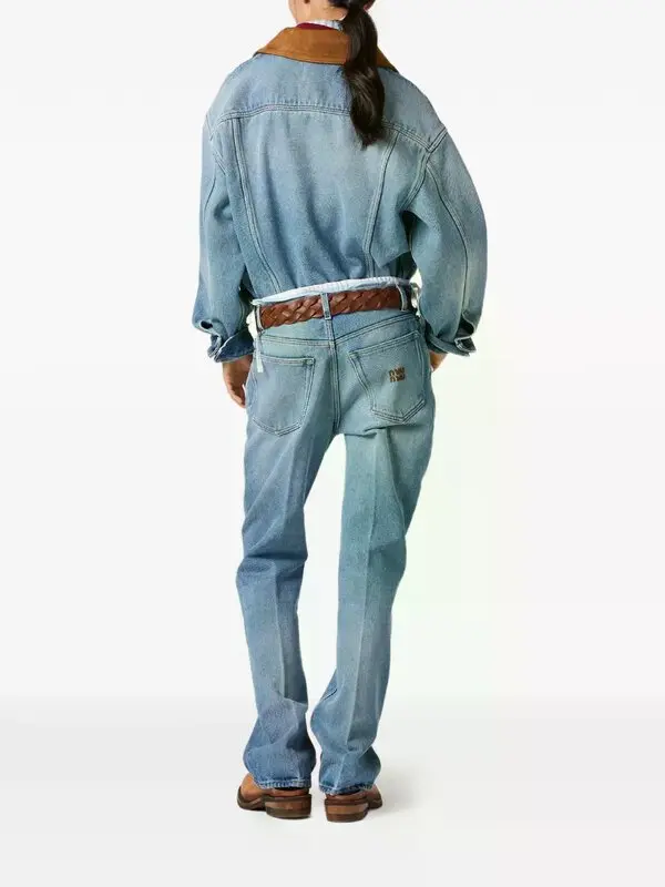 Miu Miu Washed Denim And Suede Blouson Jacket