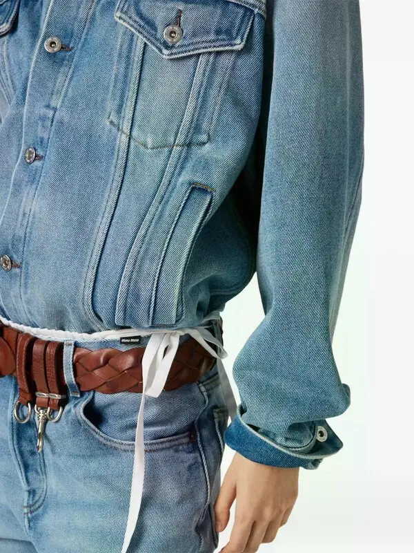 Miu Miu Washed Denim And Suede Blouson Jacket