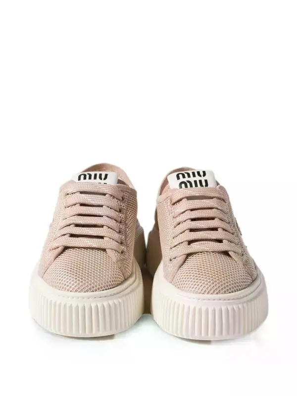 Miu Miu Mesh Fabric Flatform Sneakers - Pink