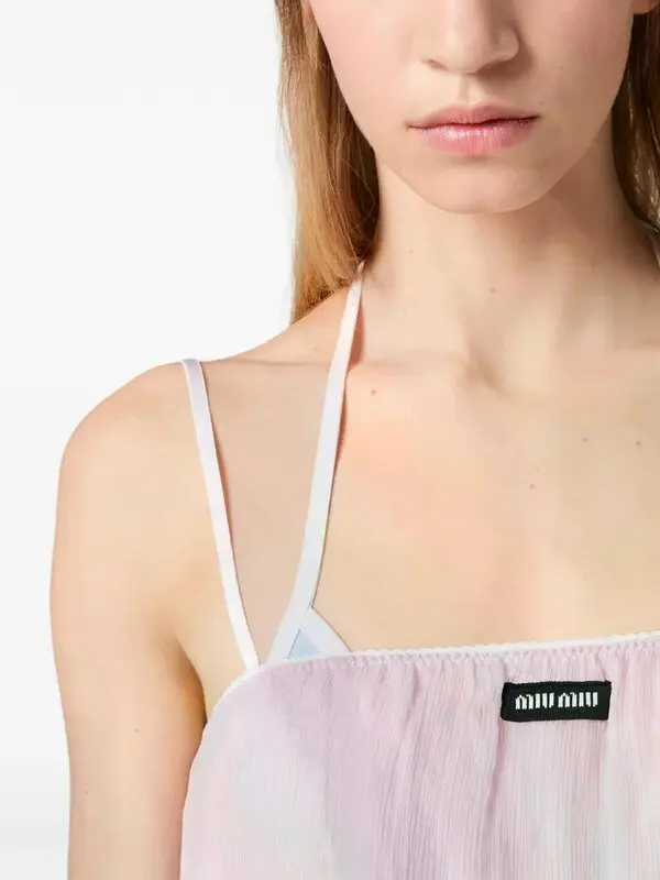 Miu Miu Chiffon Dress With Logo Detail