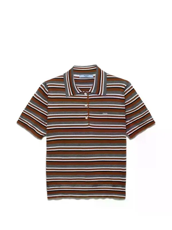 Prada Striped Cotton Polo Shirt - Orange