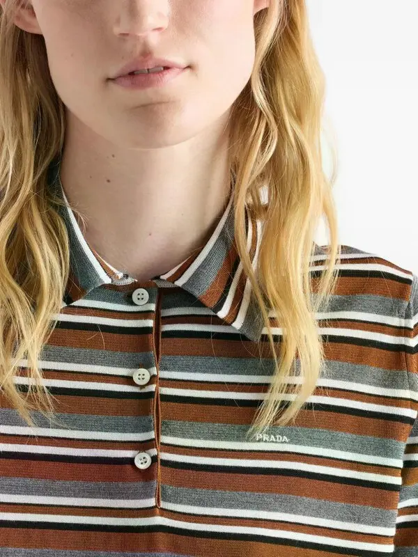 Prada Striped Cotton Polo Shirt - Orange