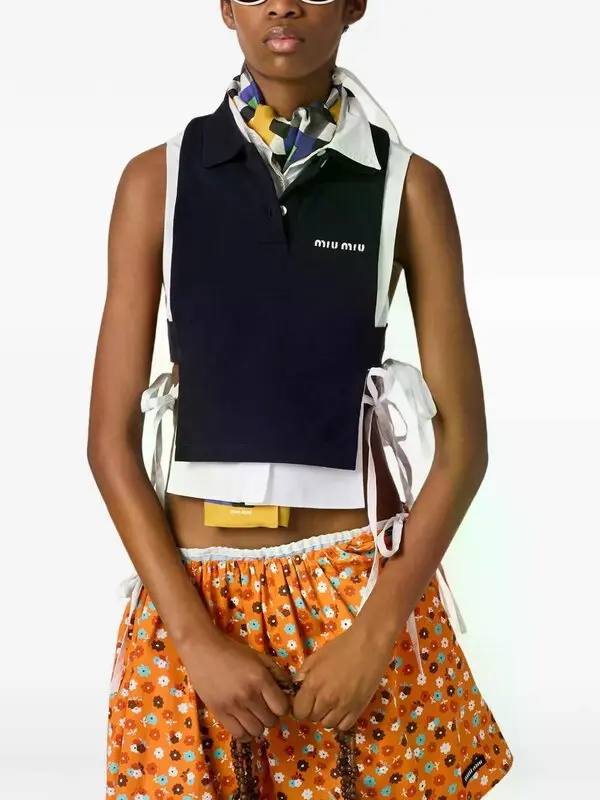 Miu Miu Logo-embroidered Polo Collar Vest