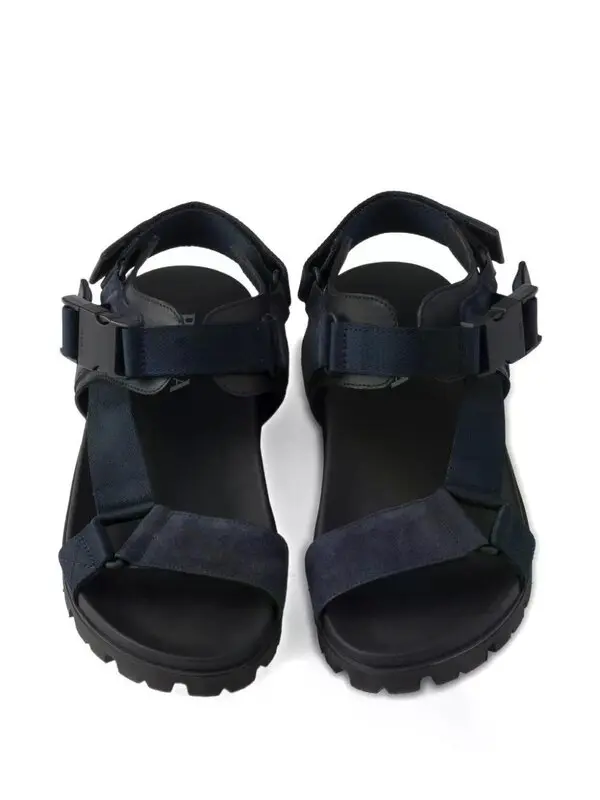 Prada Suede And Woven Tape Sporty Sandals With Side Release Buckle