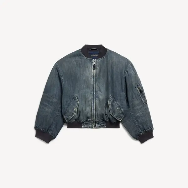 Balenciaga Denim Bomber Jacket - Blue
