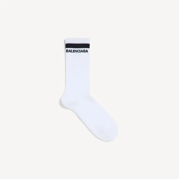 Balenciaga Logo Jacquard Crew Socks - White