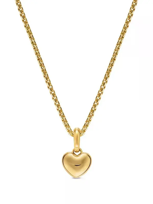 David Yurman Petite Puffy Cable Heart Amulet In 18k Yellow - Gold