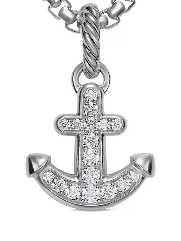 David Yurman Sterling Pavé Diamond Anchor Amulet - Silver