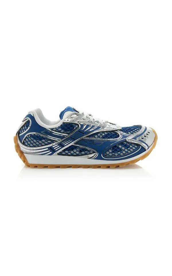 Bottega Veneta Orbit Metallic Mesh Low Top Sneakers - Blue