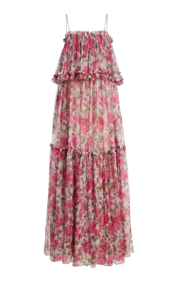 Chloé Floral-print Silk Maxi Dress - Pink