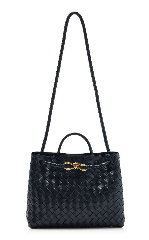 Bottega Veneta Andiamo Intrecciato Leather Bag - Navy