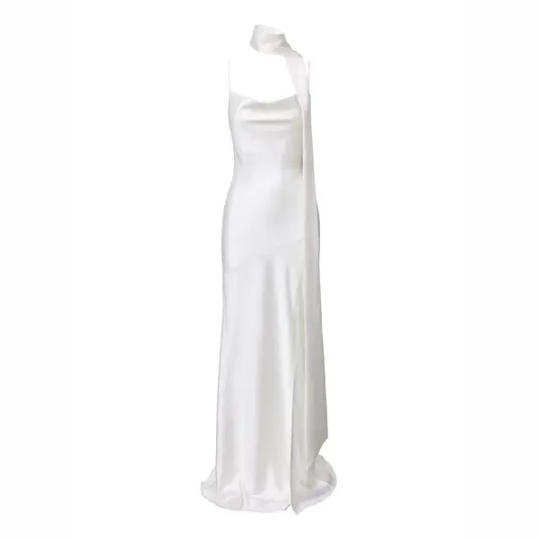 LITA COUTURE Floor-length Satin Dress - White