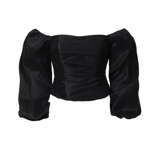 LITA COUTURE Off-the-shoulder Taffeta Blouse - Black