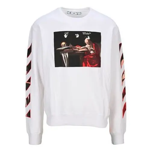 Off-White Graphic Print Crewneck Pullover - White/red