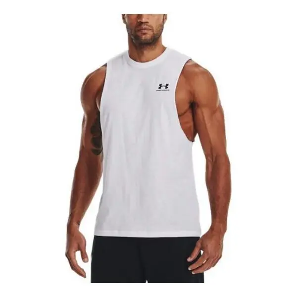Under Armour Sportstyle Left Chest Cut-off Tank Top - White