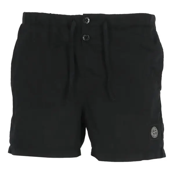 Stone Island Slogo Patch Drawstring Swim Shorts - Black