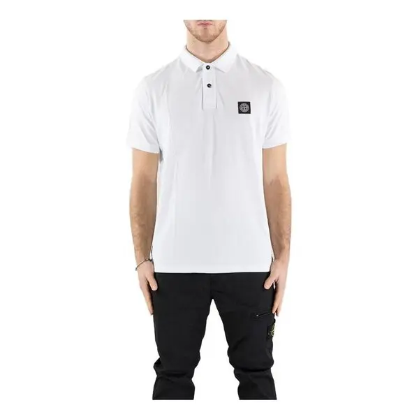 Stone Island Compass-patch Short-sleeved Polo Shirt - White